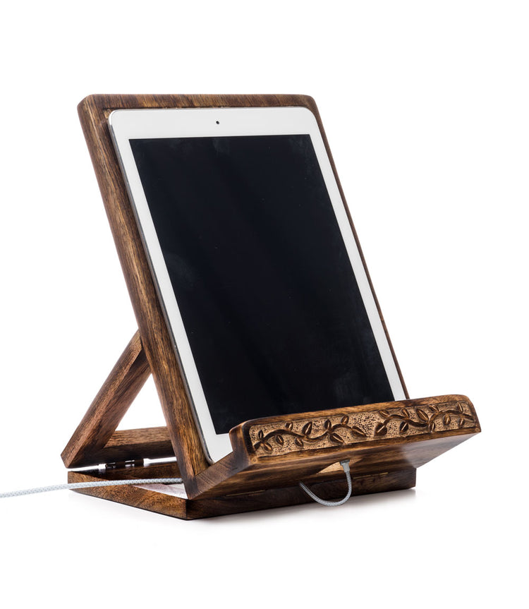 Rustic Wooden Cookbook/Recipe/iPad/Tablet Stand & Holder – Matr Boomie